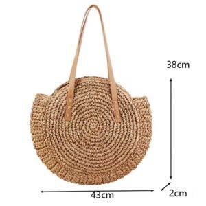 SHEIN | Bags | Round Handmade Straw Woven Beach Bag Light Brown | Poshmark
